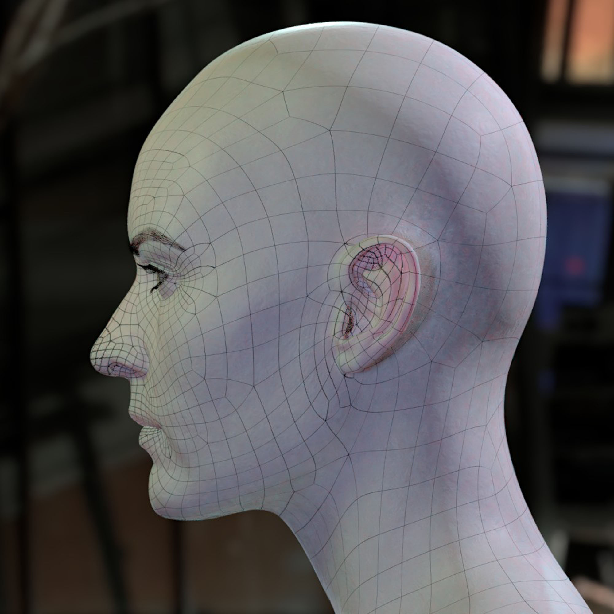woman head female realistic 3d max