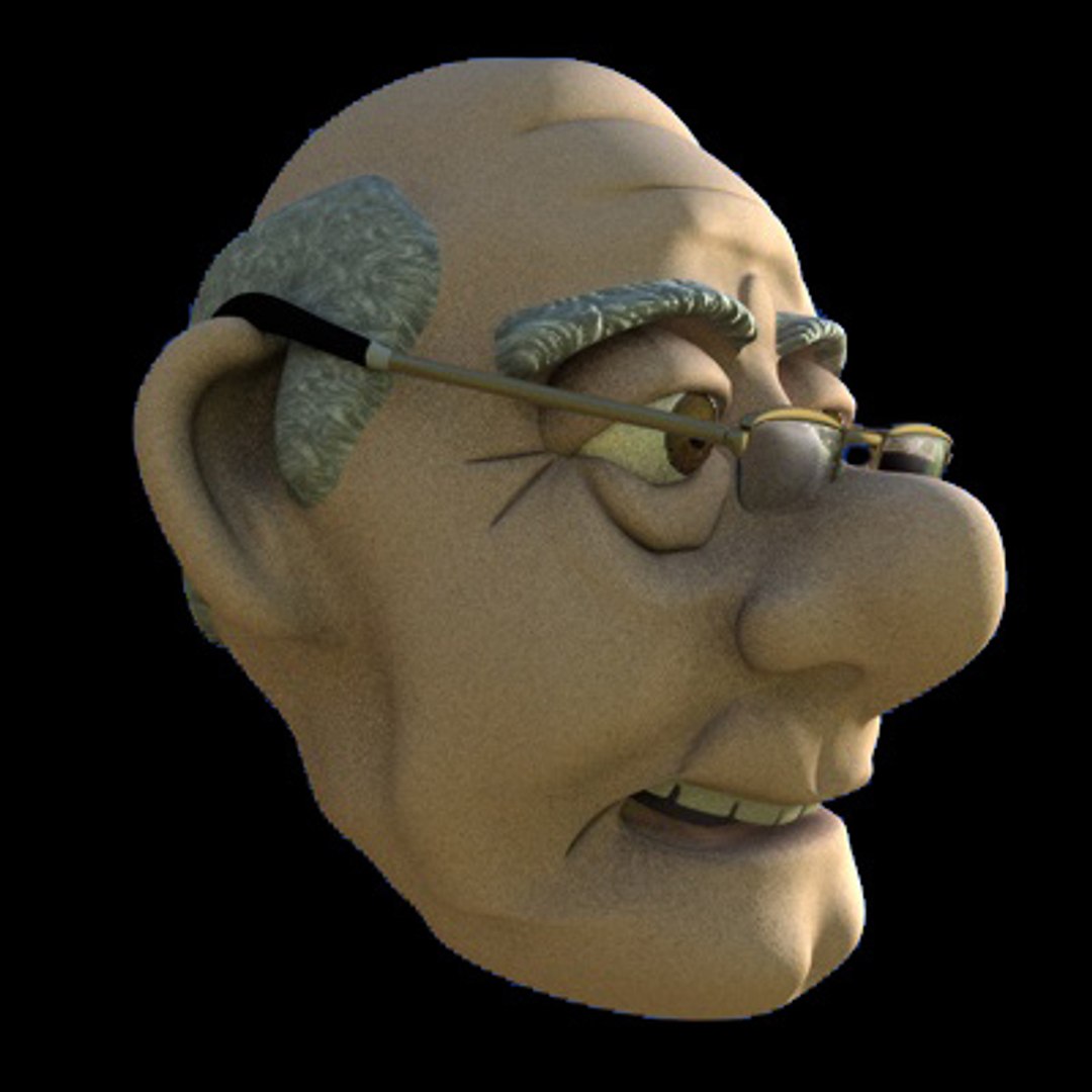 Cartoon Old Man Head 3ds