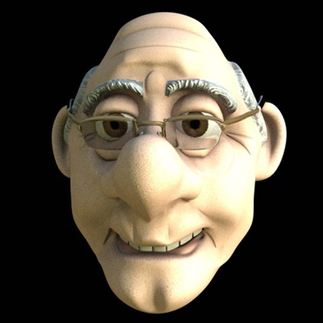 Cartoon Old Man Head 3ds