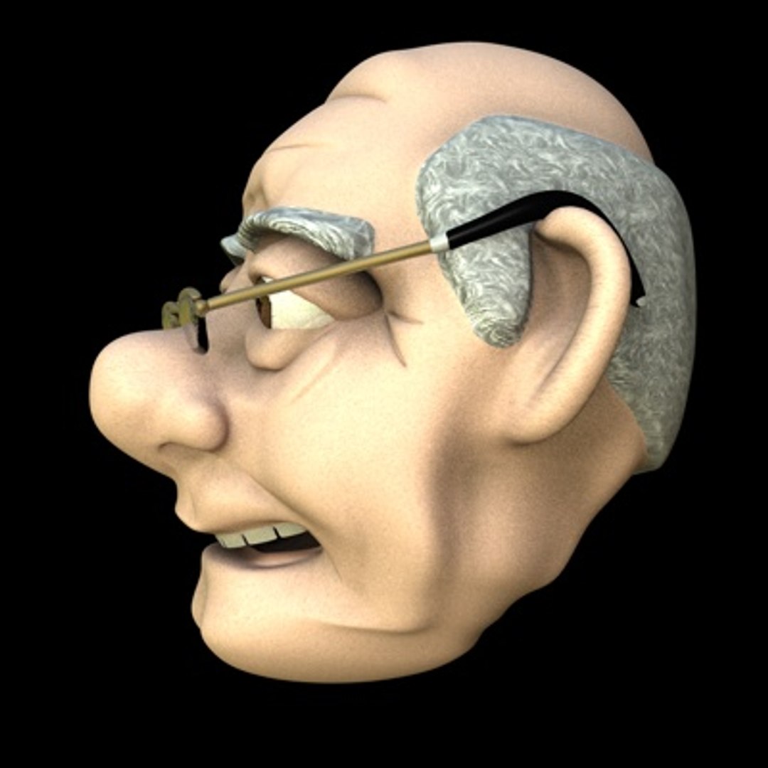 Cartoon Old Man Head 3ds