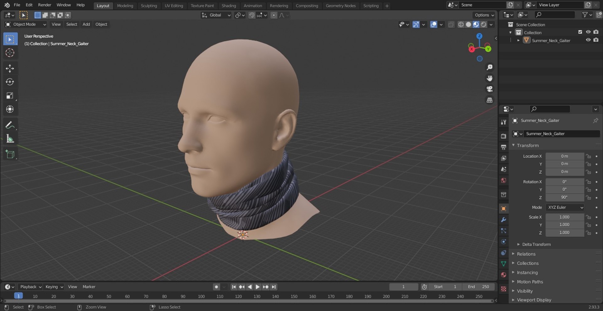 3D Summer Neck Gaiter model - TurboSquid 1782436