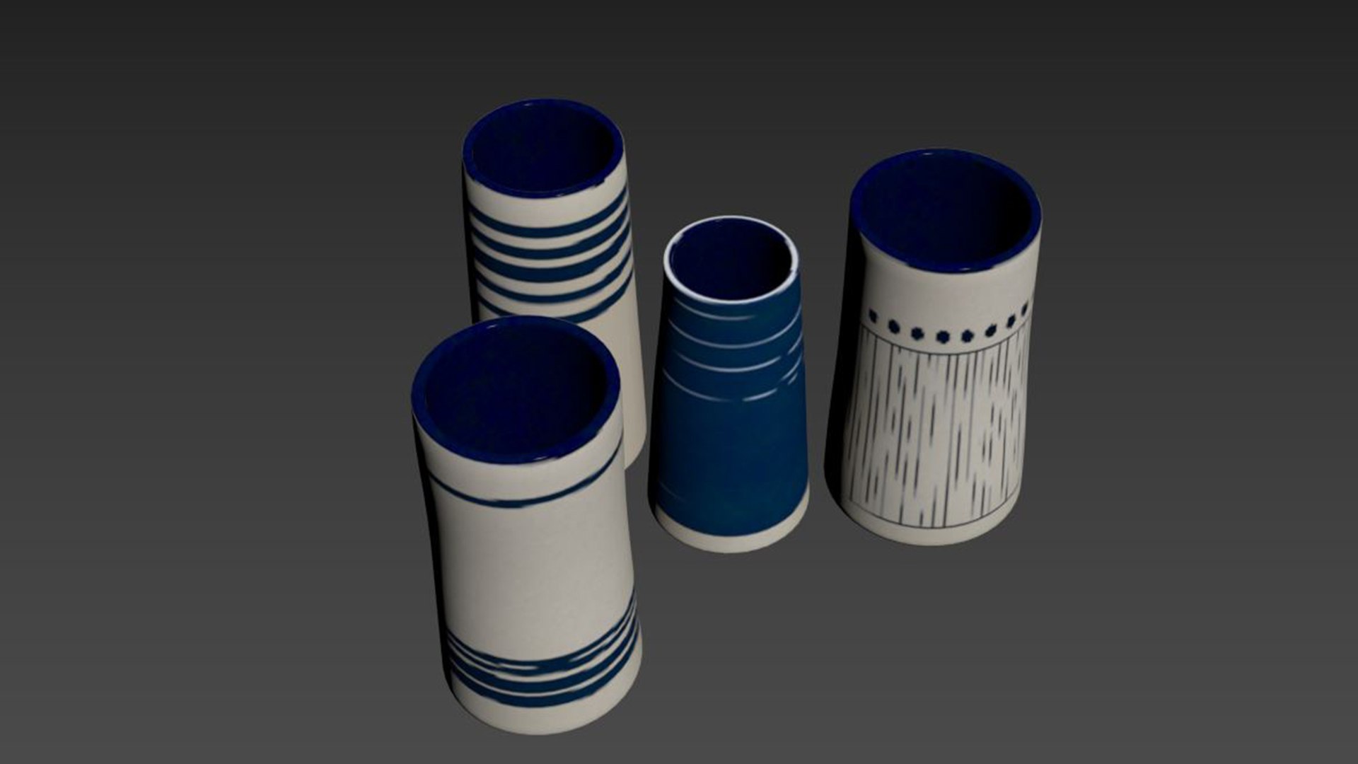 Handmade Decorated Indigo Ceramic Vase Blue 3D model - TurboSquid 2150307
