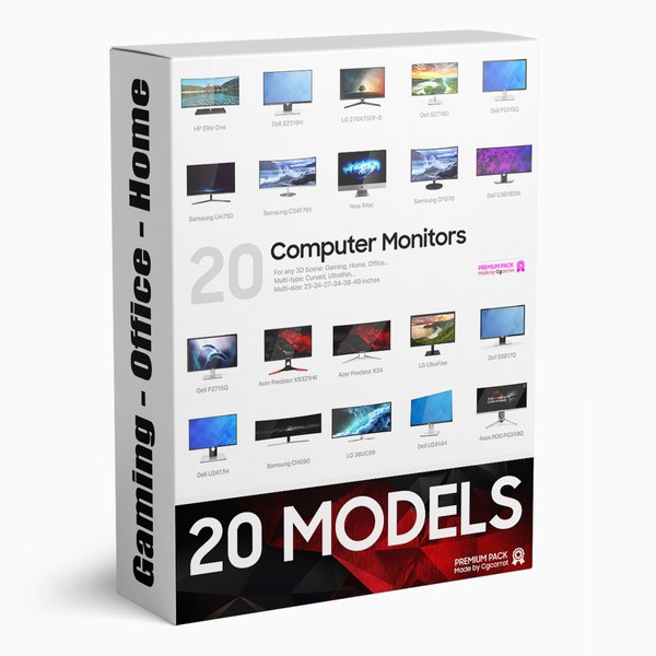 3d model of panoramic computer monitor