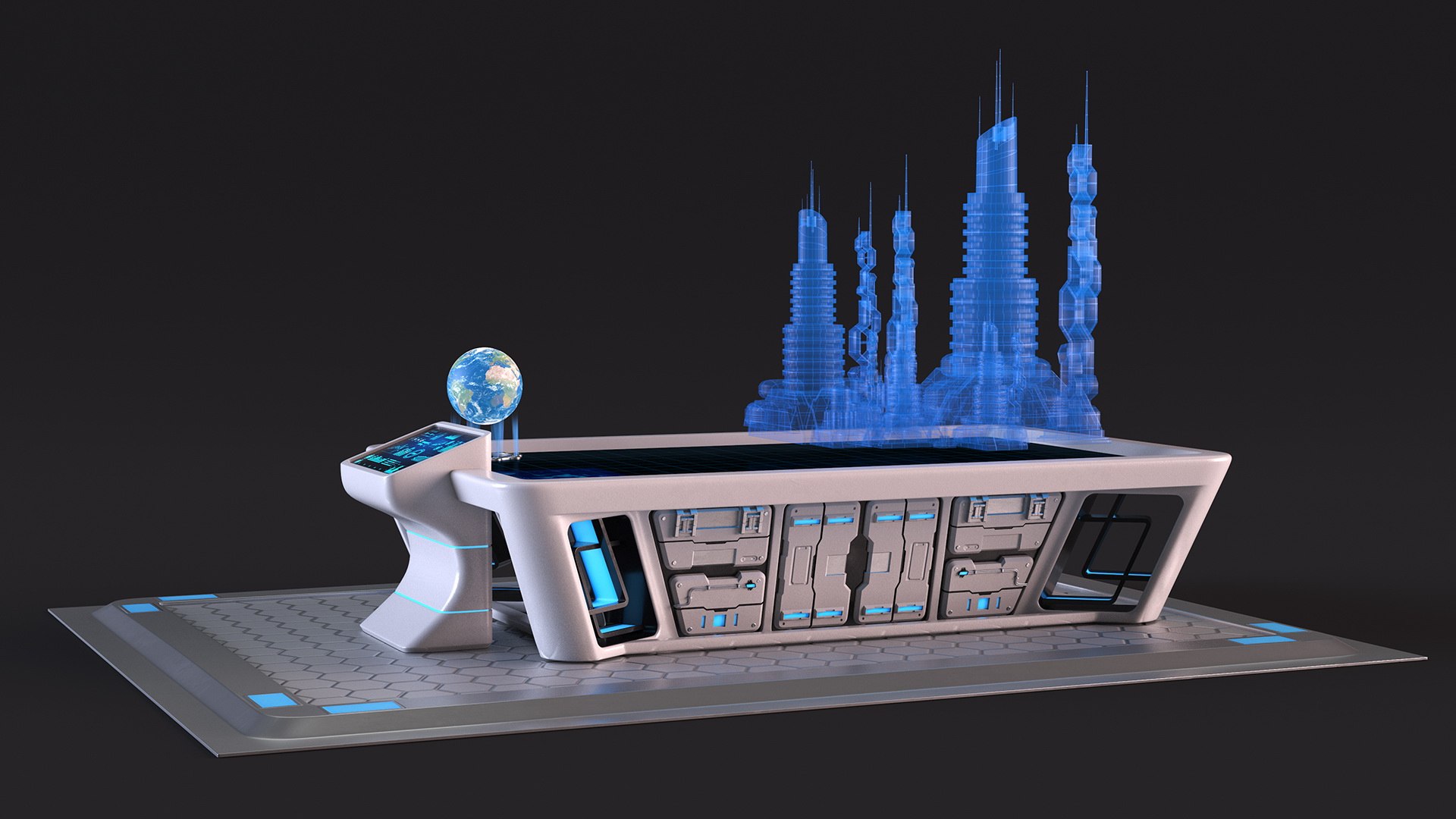 Sci-fi Holographic Table White 3D Model - TurboSquid 2195770
