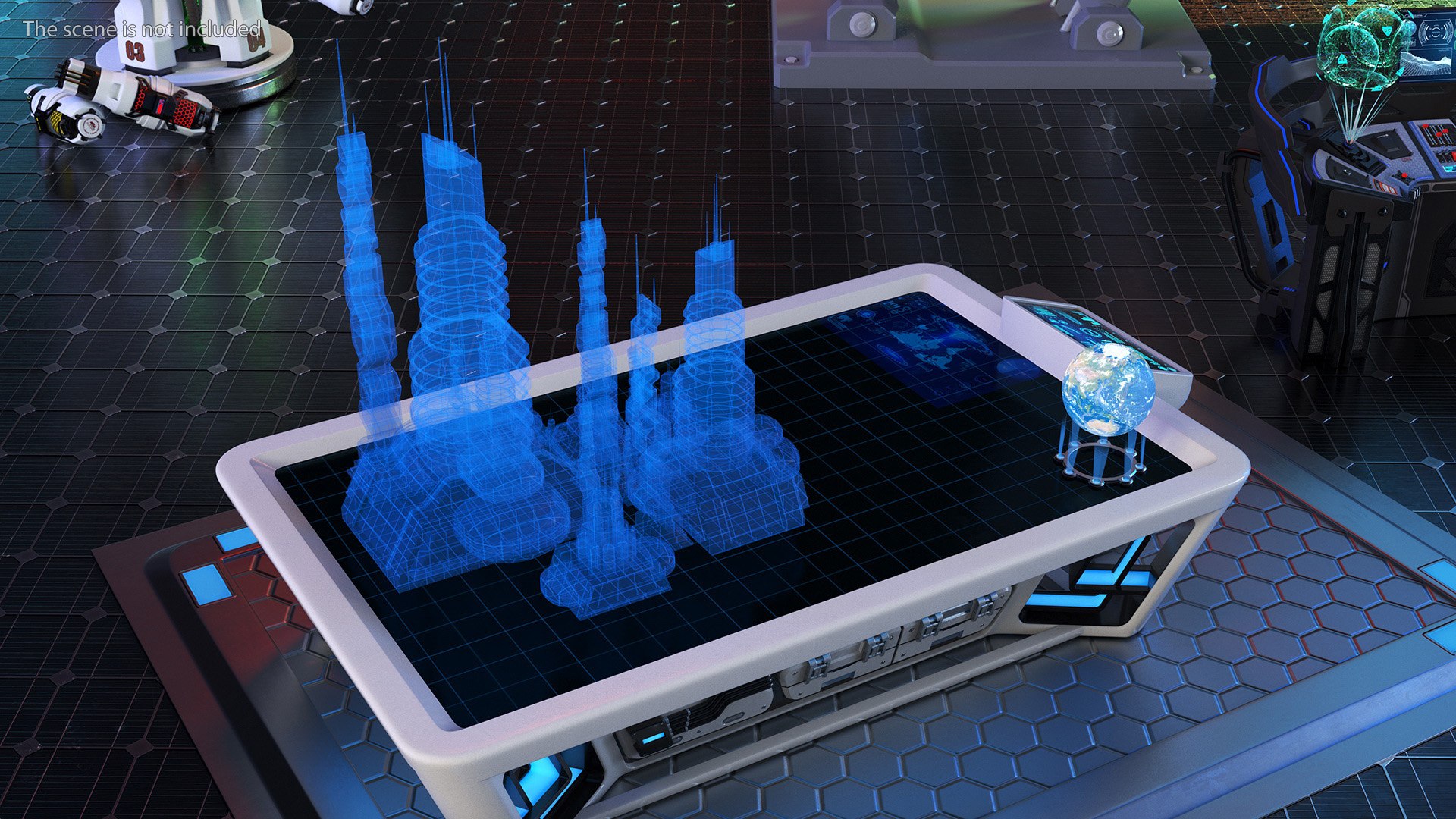 Sci-fi Holographic Table White 3D Model - TurboSquid 2195770