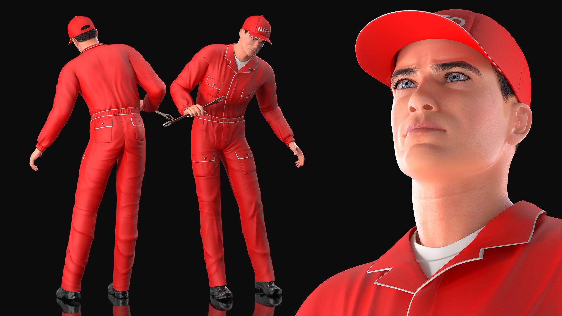 Auto Mechanic Inspecting Pose 3D Model - TurboSquid 1604063