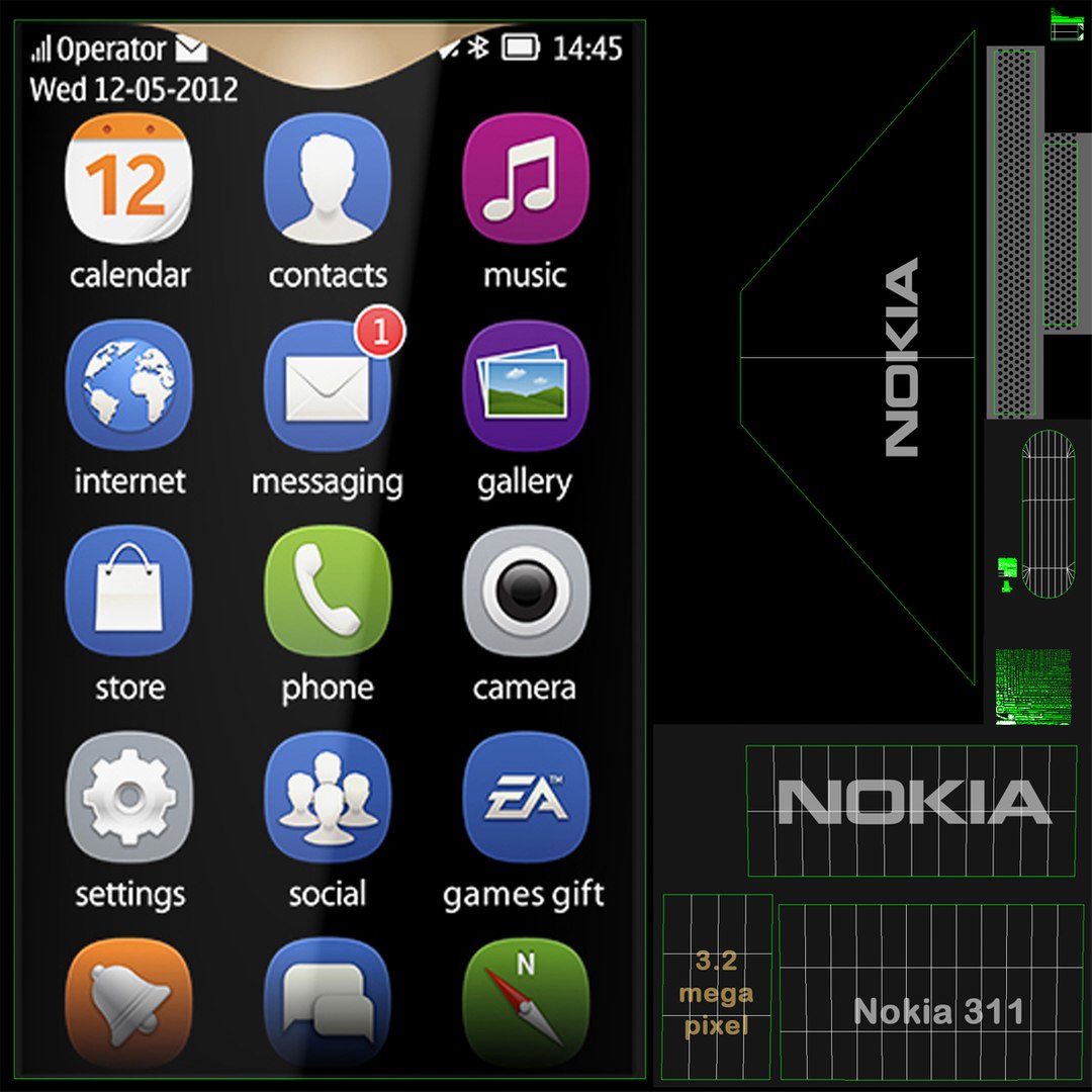 3d Nokia Asha 311 Modeled Model