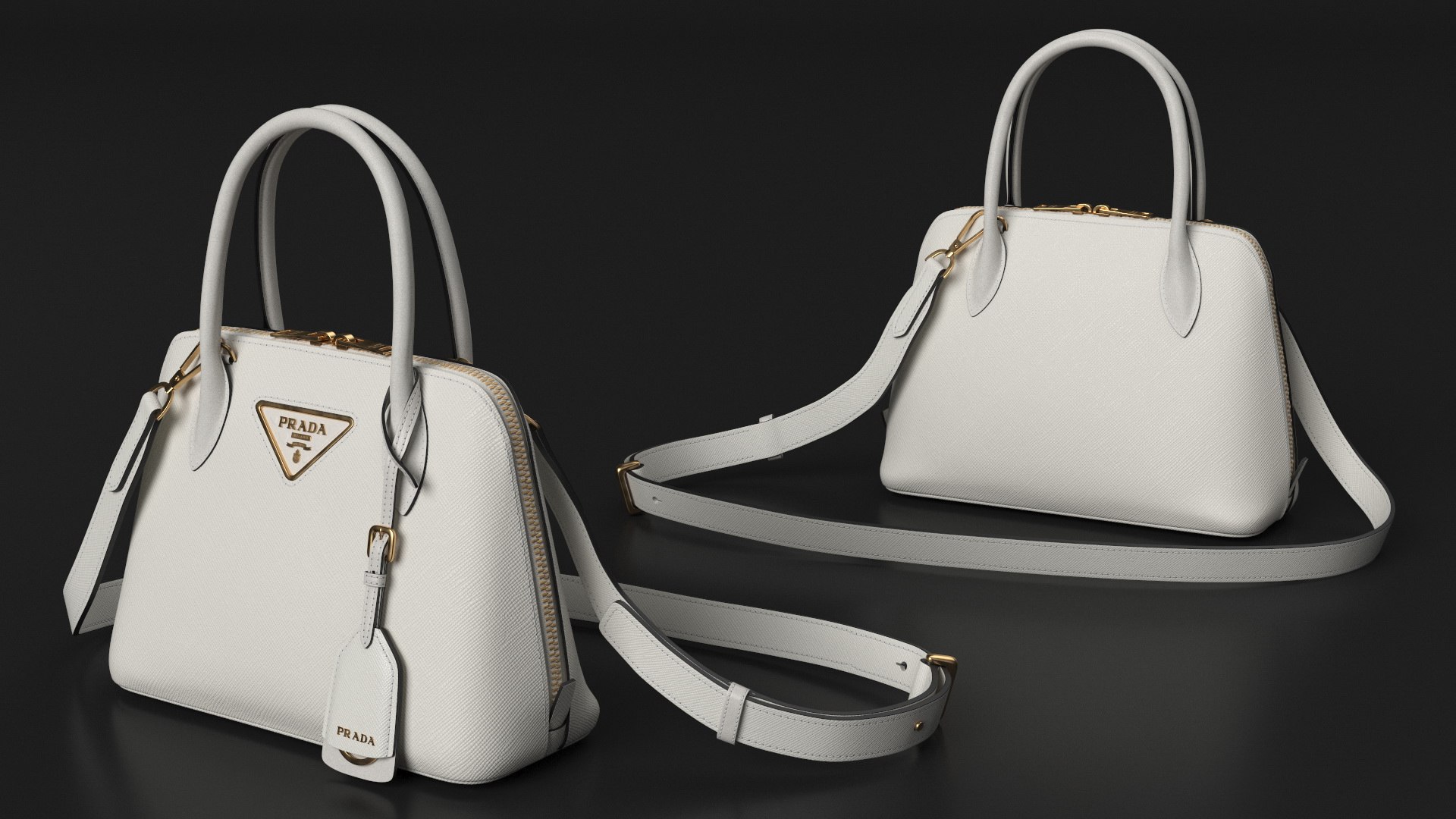 Leather White Bag Prada Promenade 3D model - TurboSquid 2133302