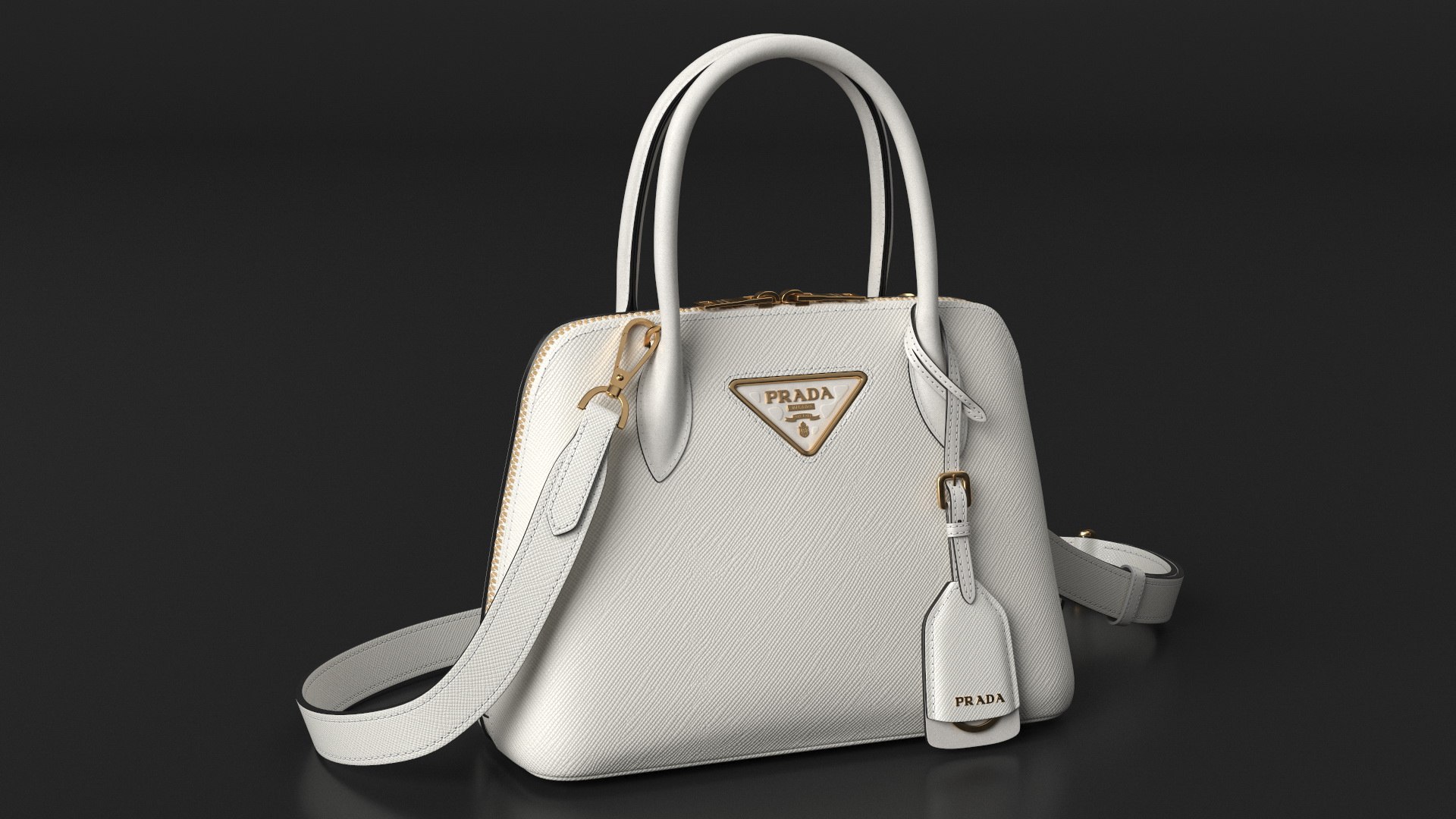 Leather White Bag Prada Promenade 3D model - TurboSquid 2133302