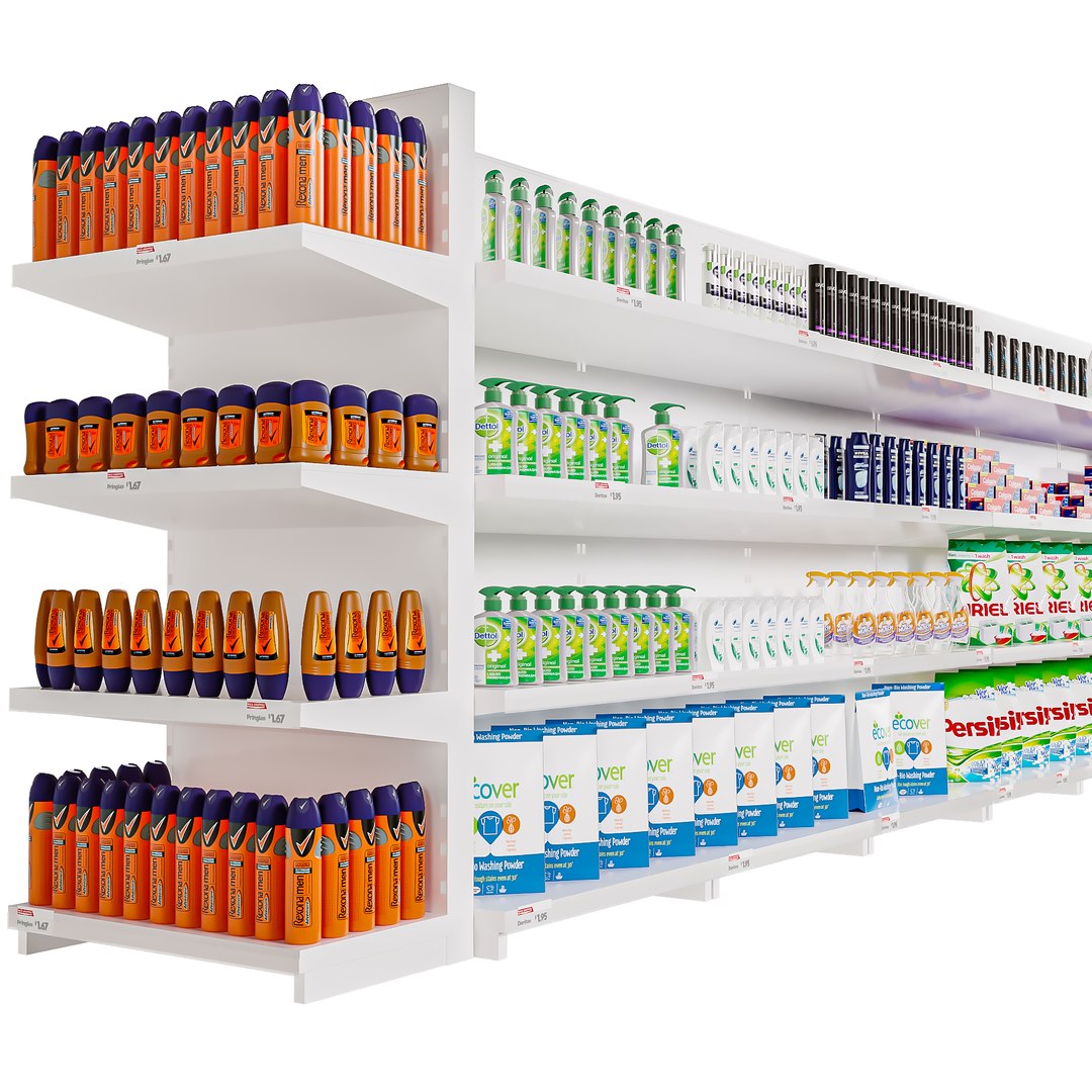 Supermarket Shelf With Products Model - TurboSquid 1820255