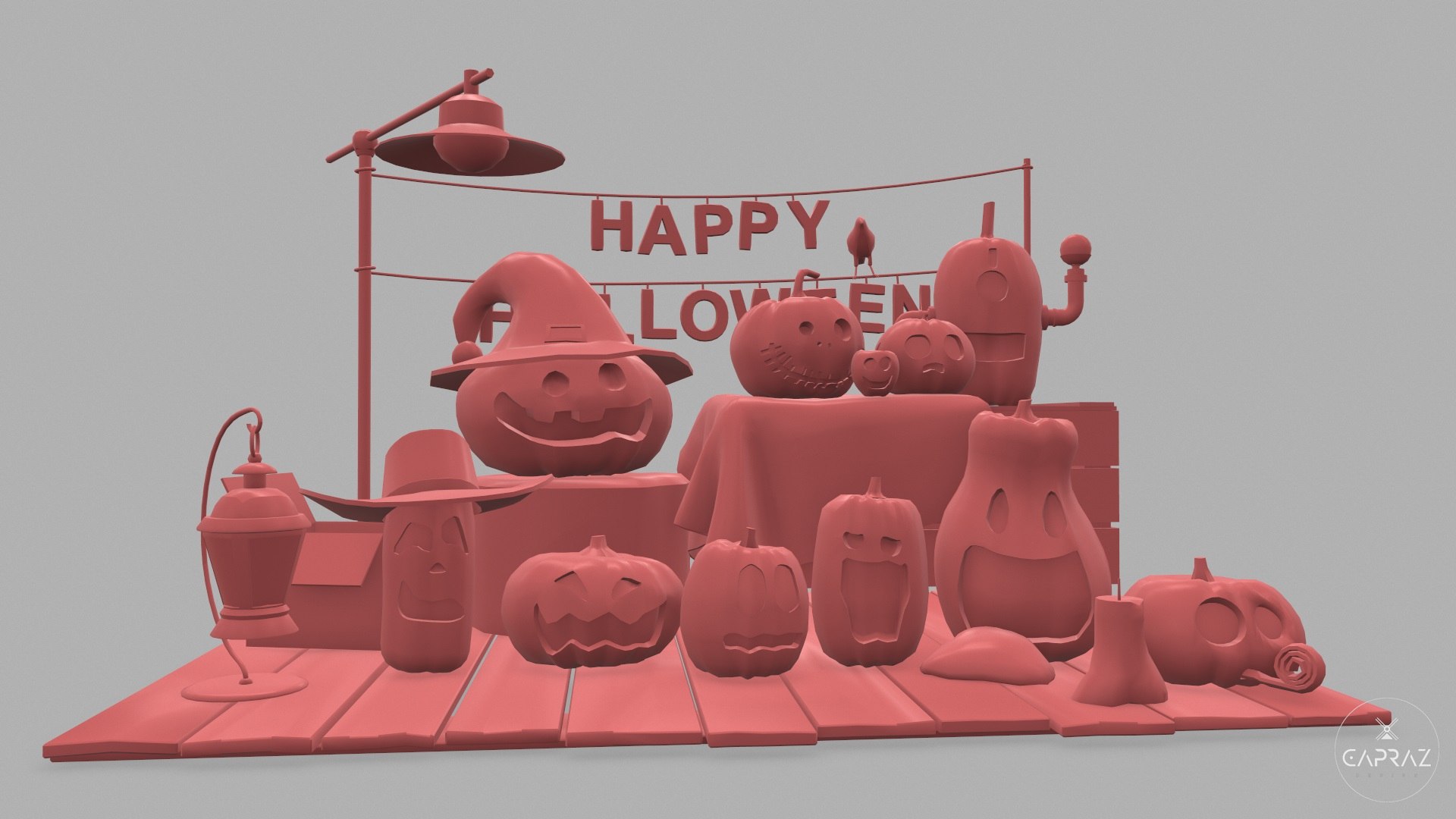 3D happy halloween pumpkins scene - TurboSquid 1640413