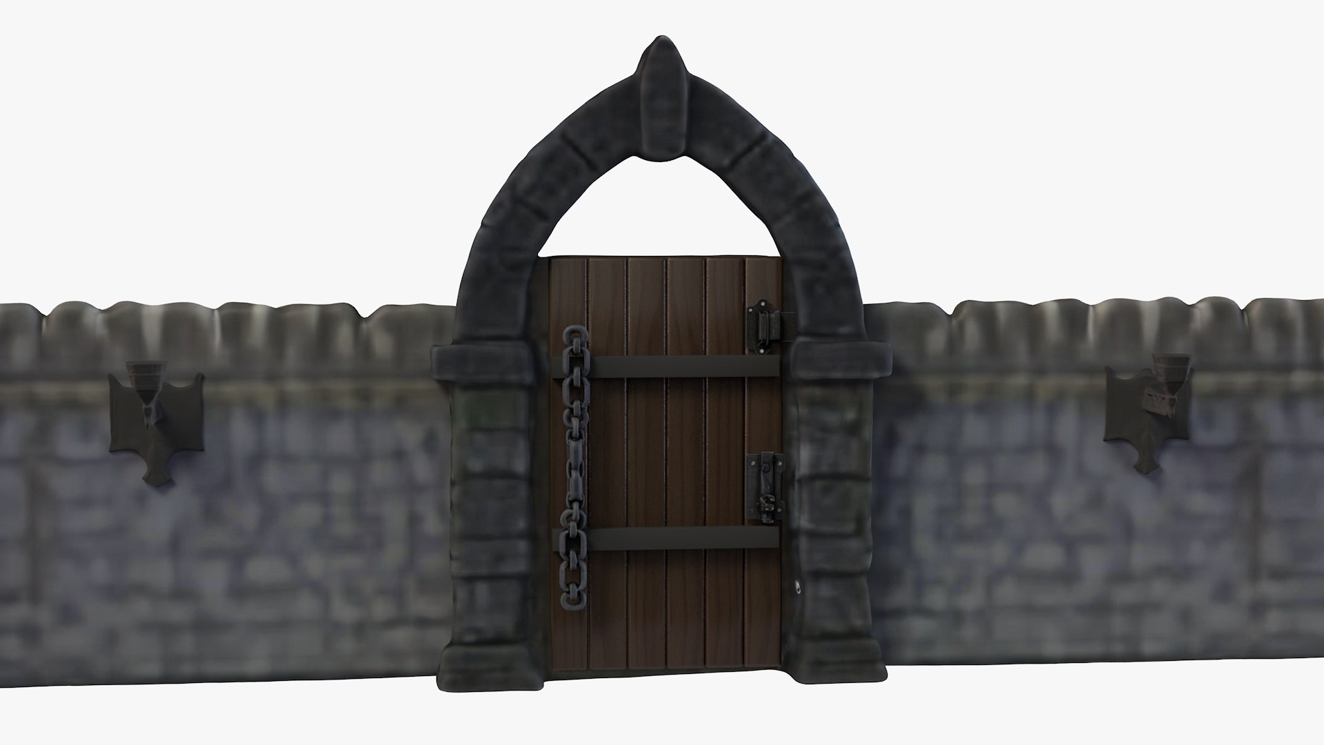 Medieval Castle Gate With Iron Hardware Model - TurboSquid 2181419