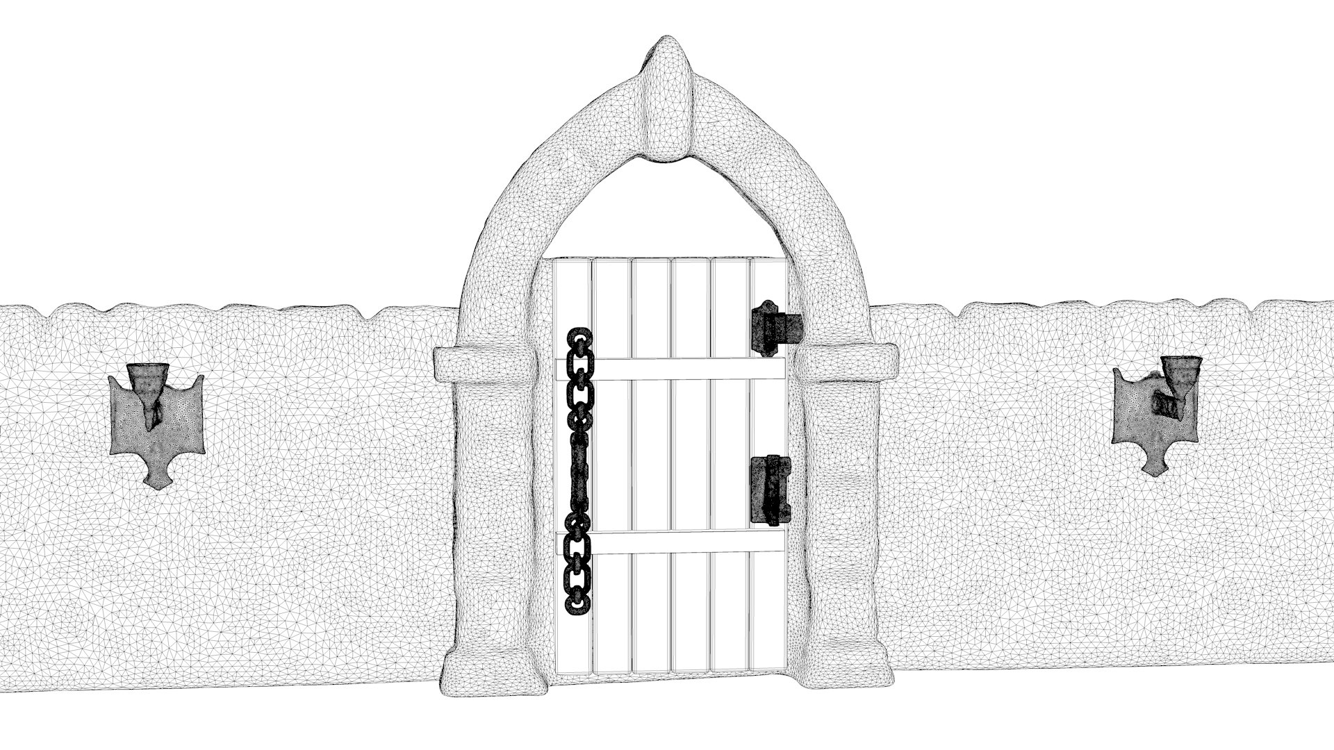 Medieval Castle Gate With Iron Hardware Model - TurboSquid 2181419