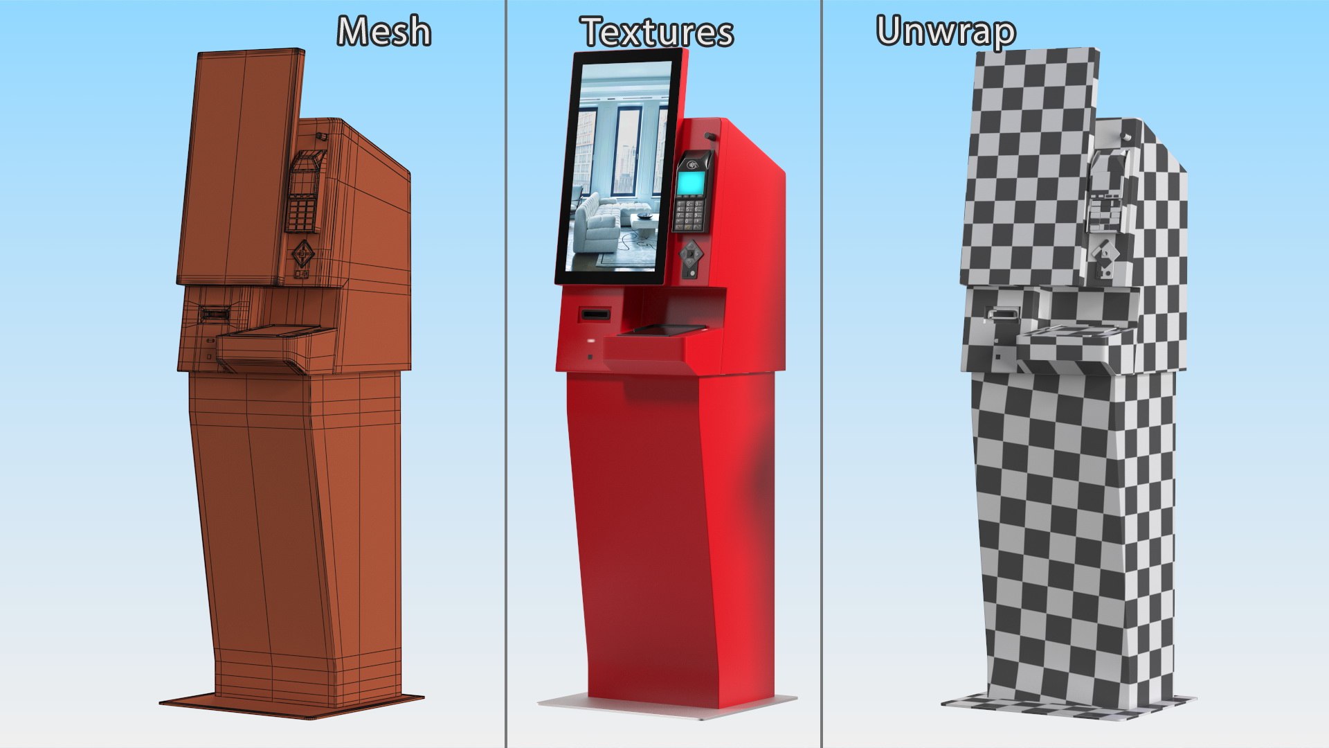 Smart Payment Hotel Kiosk Red 3D - TurboSquid 2248590