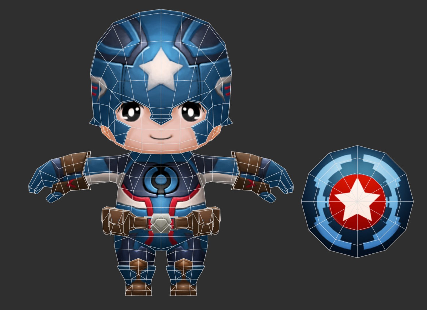 Captain America 3 Hand-Painted Low-Poly 3D Game Assets model ...