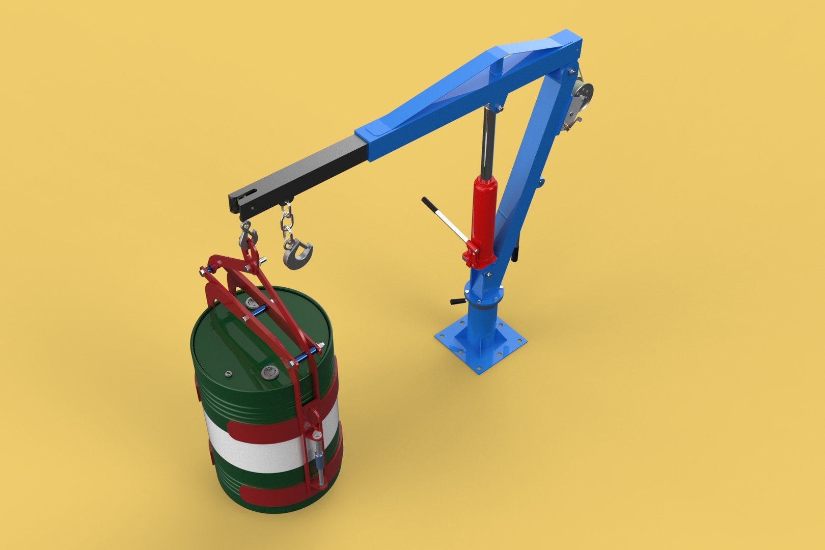 WINCH CRANE HOIST DRUM BARREL VERTICAL LIFTING CLAMP GRAB JIB 3D Model ...
