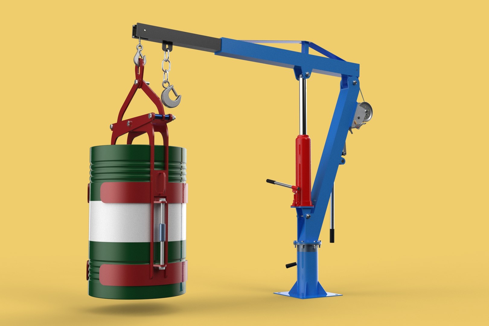 WINCH CRANE HOIST DRUM BARREL VERTICAL LIFTING CLAMP GRAB JIB 3D Model ...