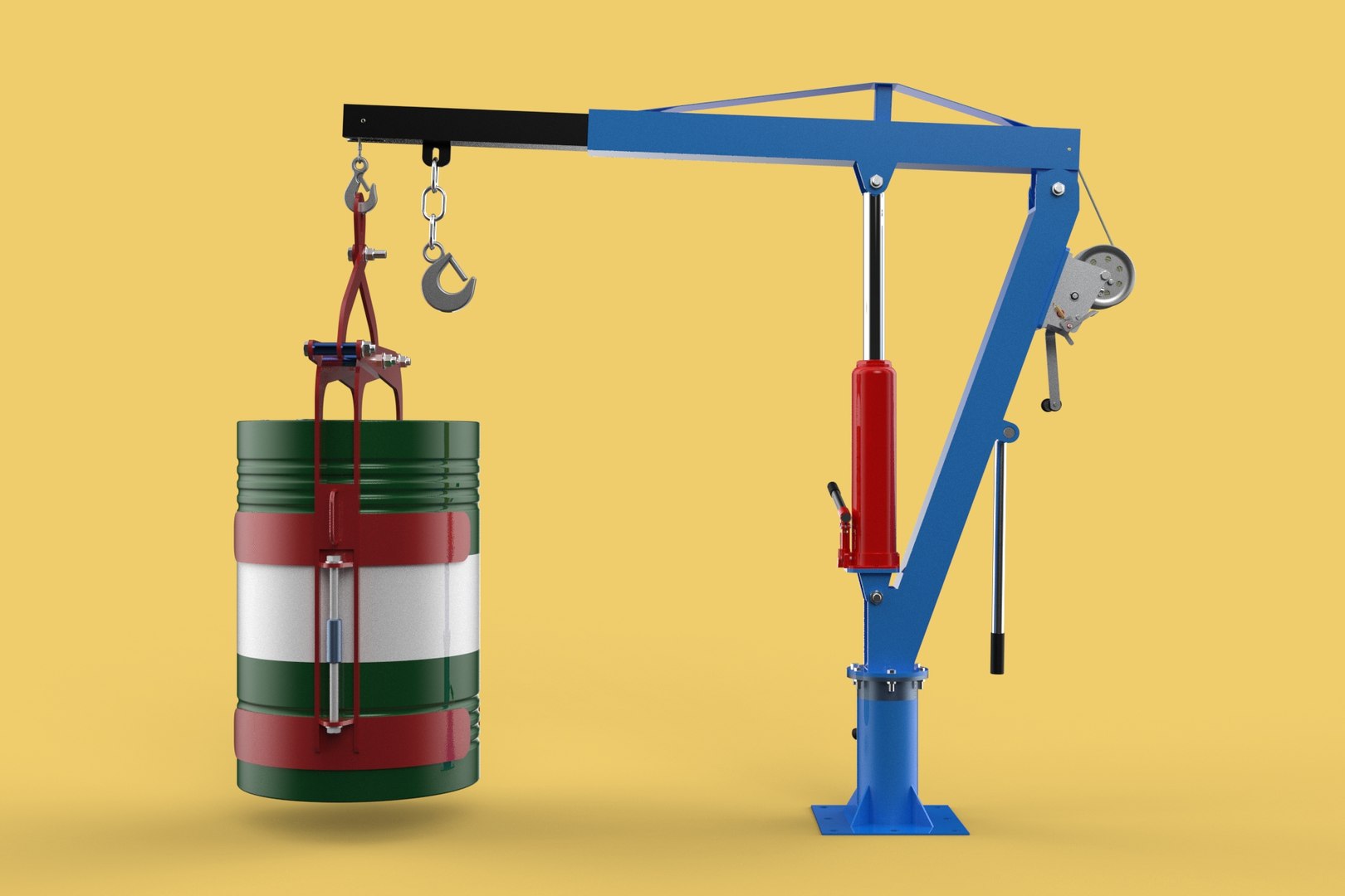 WINCH CRANE HOIST DRUM BARREL VERTICAL LIFTING CLAMP GRAB JIB 3D Model ...