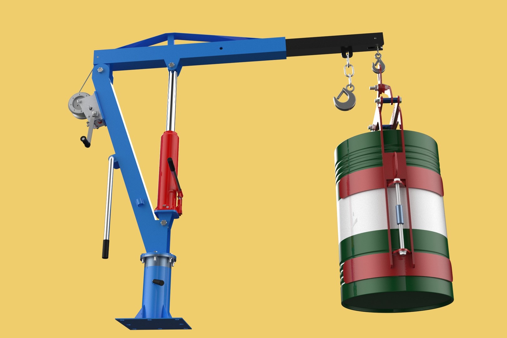 WINCH CRANE HOIST DRUM BARREL VERTICAL LIFTING CLAMP GRAB JIB 3D Model ...