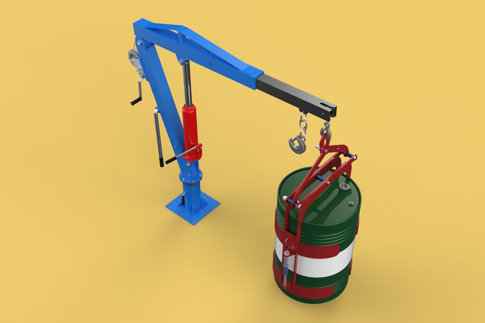 WINCH CRANE HOIST DRUM BARREL VERTICAL LIFTING CLAMP GRAB JIB 3D Model ...