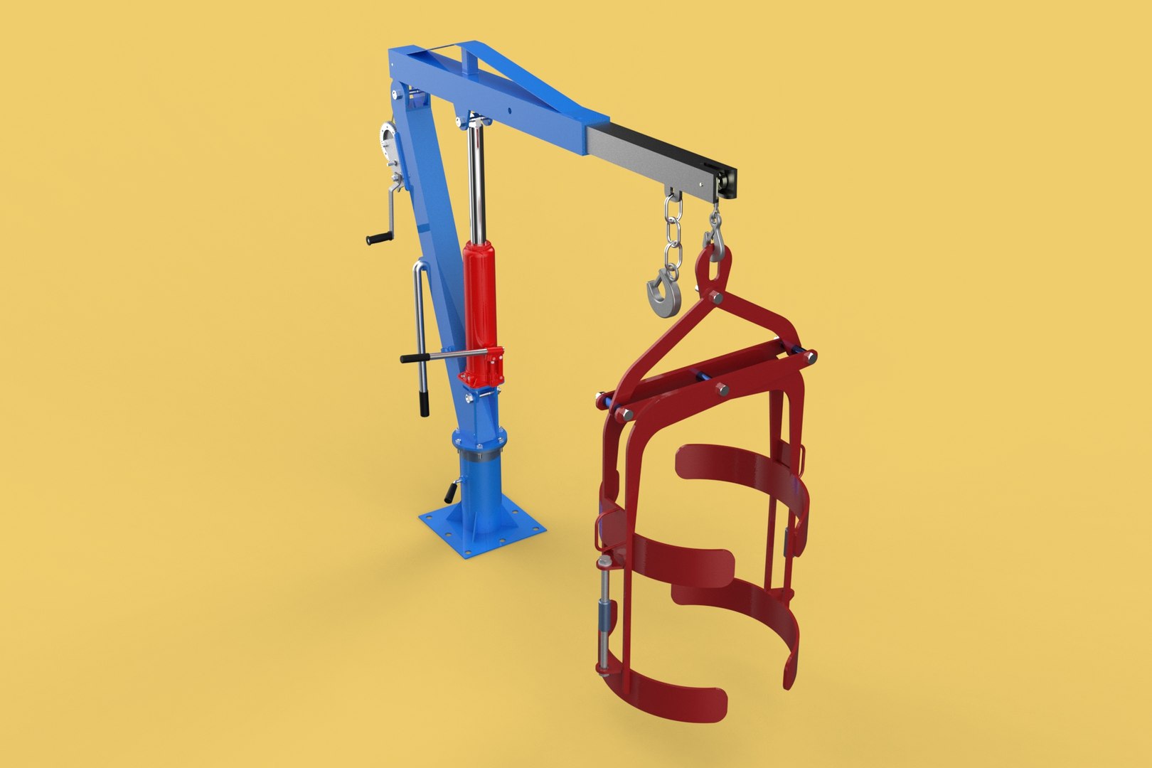 WINCH CRANE HOIST DRUM BARREL VERTICAL LIFTING CLAMP GRAB JIB 3D Model ...