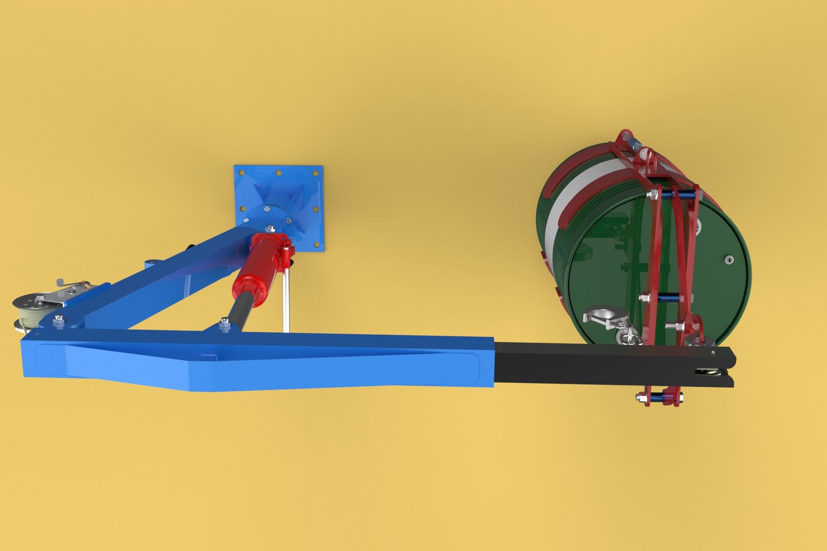 WINCH CRANE HOIST DRUM BARREL VERTICAL LIFTING CLAMP GRAB JIB 3D Model ...