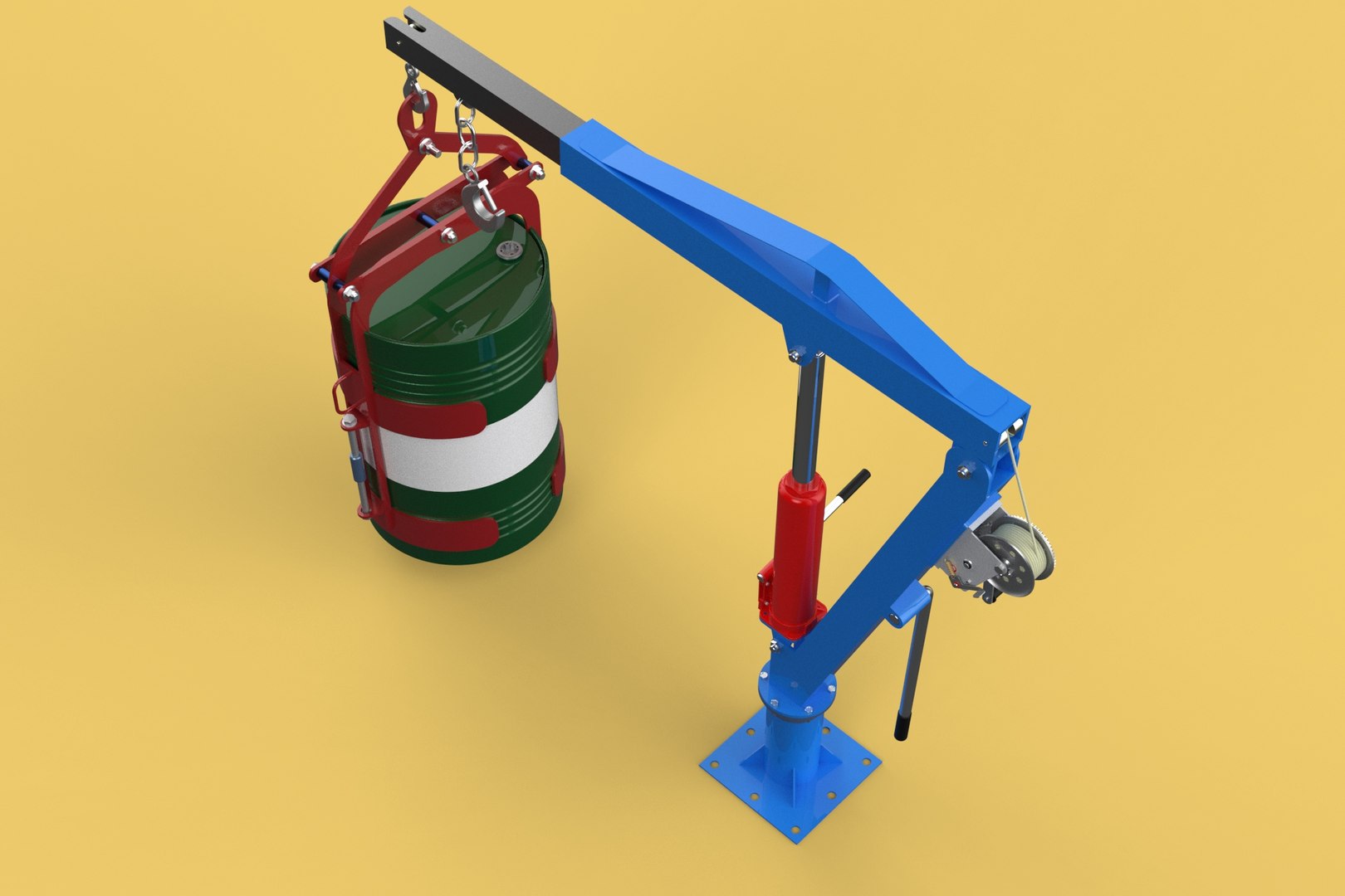 WINCH CRANE HOIST DRUM BARREL VERTICAL LIFTING CLAMP GRAB JIB 3D Model ...
