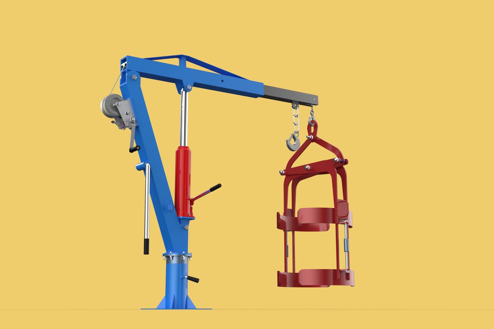 WINCH CRANE HOIST DRUM BARREL VERTICAL LIFTING CLAMP GRAB JIB 3D Model ...