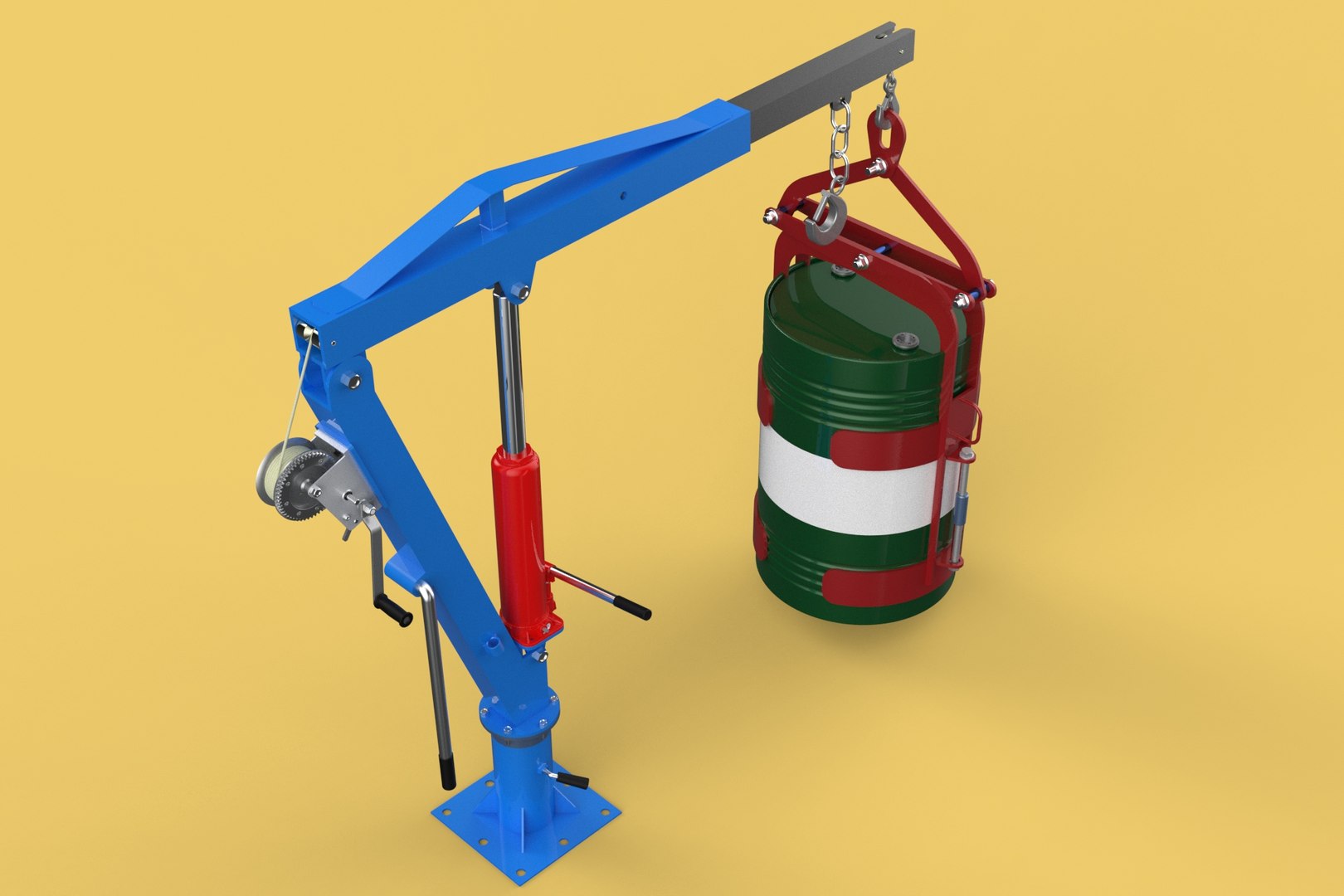 WINCH CRANE HOIST DRUM BARREL VERTICAL LIFTING CLAMP GRAB JIB 3D Model ...
