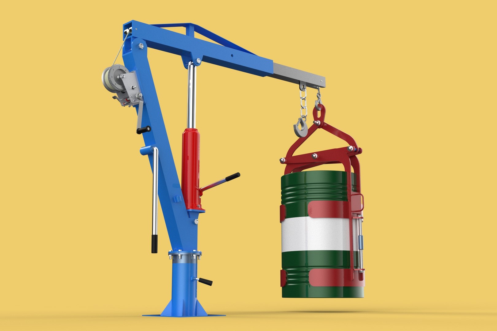 WINCH CRANE HOIST DRUM BARREL VERTICAL LIFTING CLAMP GRAB JIB 3D Model ...