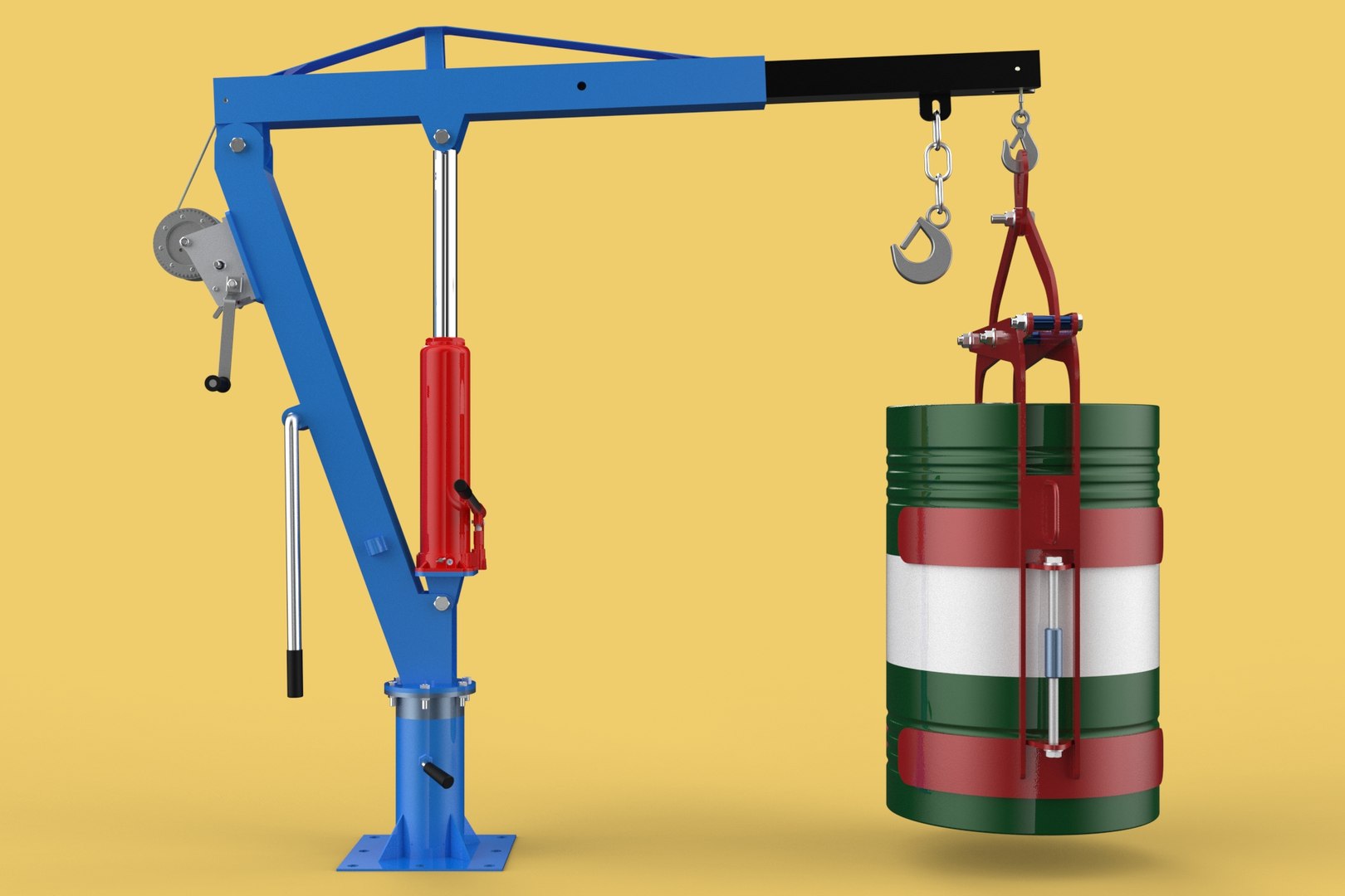 WINCH CRANE HOIST DRUM BARREL VERTICAL LIFTING CLAMP GRAB JIB 3D Model ...