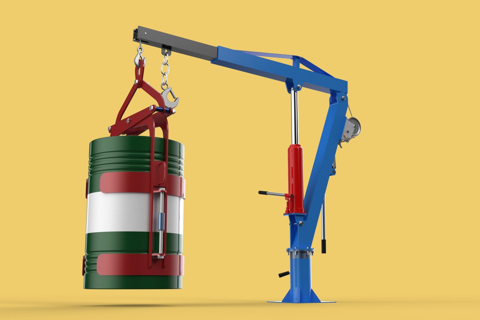 WINCH CRANE HOIST DRUM BARREL VERTICAL LIFTING CLAMP GRAB JIB 3D Model ...