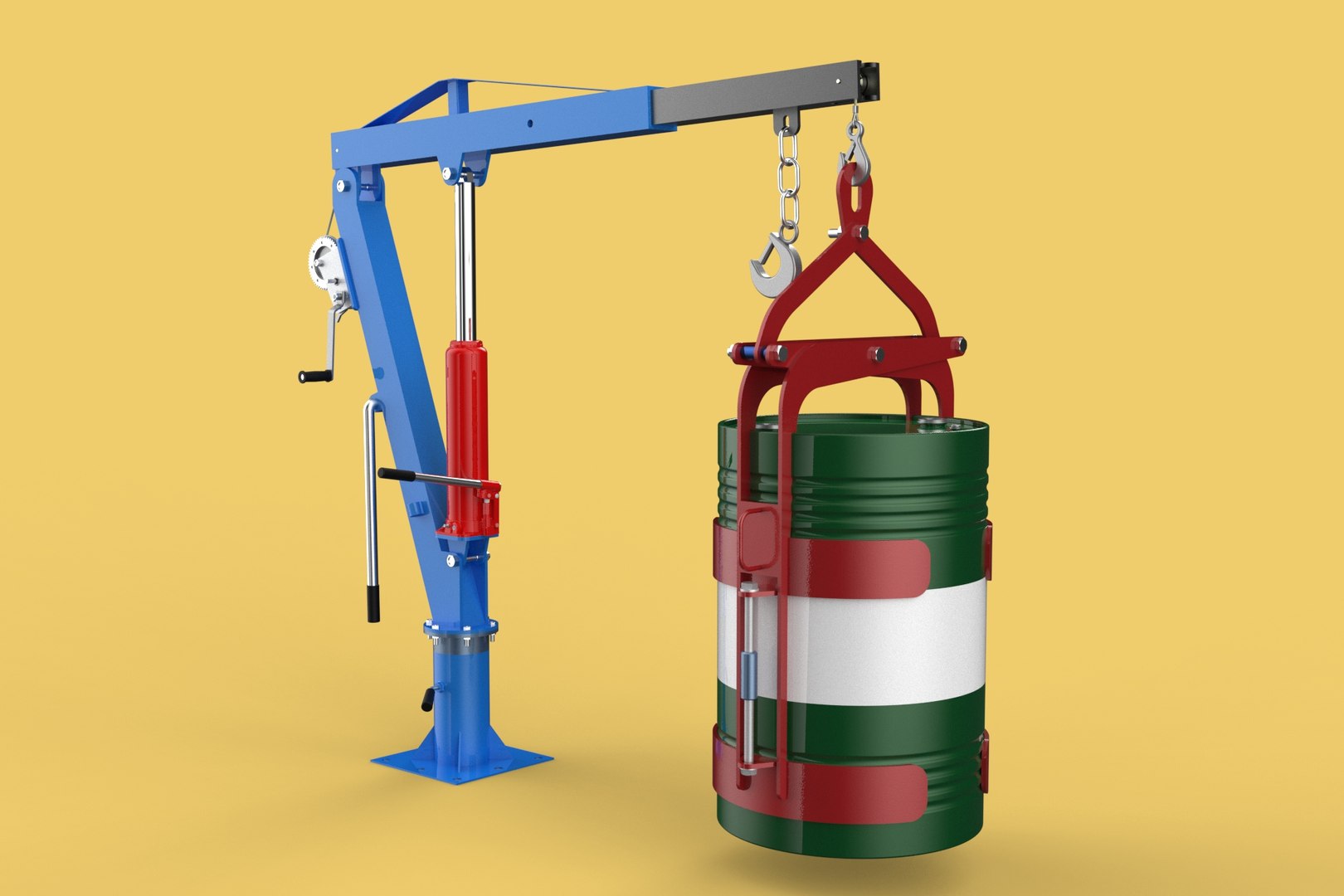 WINCH CRANE HOIST DRUM BARREL VERTICAL LIFTING CLAMP GRAB JIB 3D Model ...
