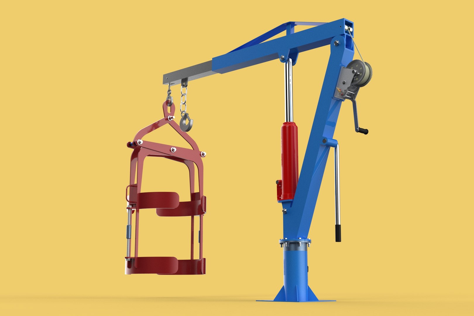 WINCH CRANE HOIST DRUM BARREL VERTICAL LIFTING CLAMP GRAB JIB 3D Model ...