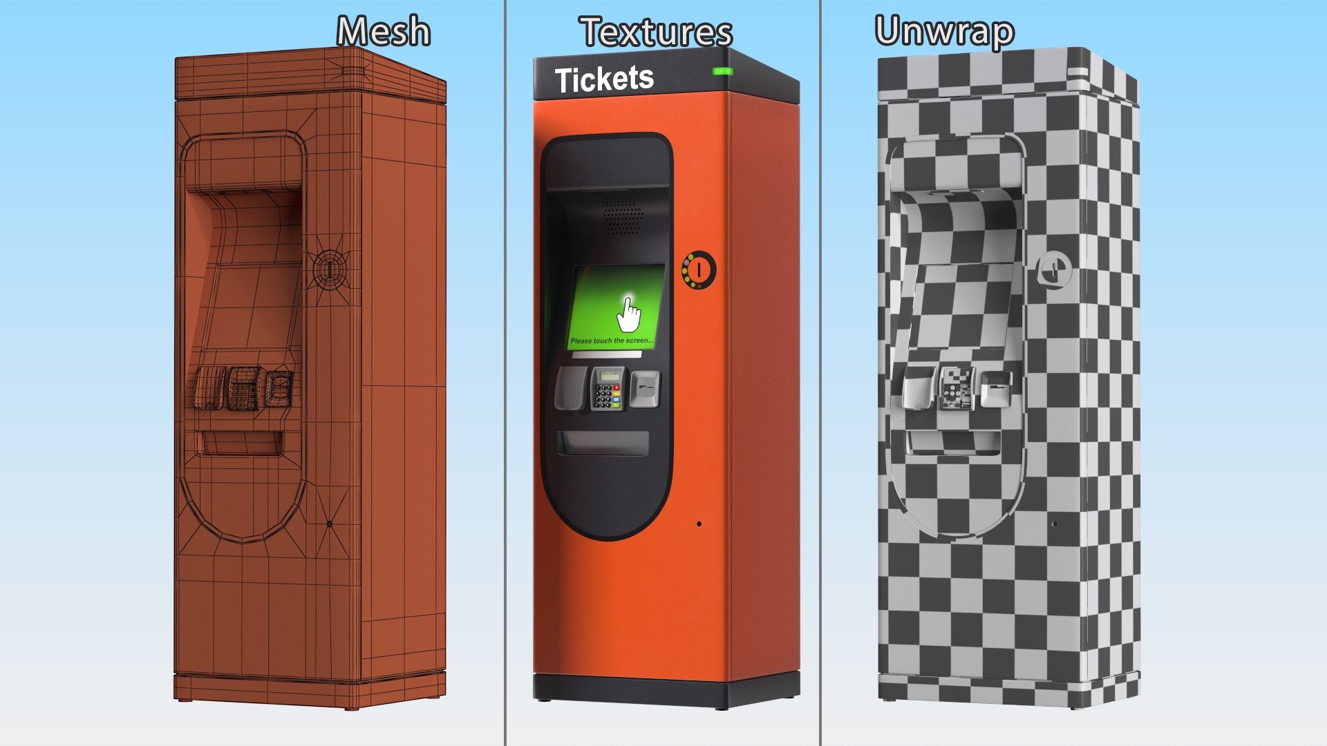 3D Self Service Ticket Machine Orange - TurboSquid 2241925