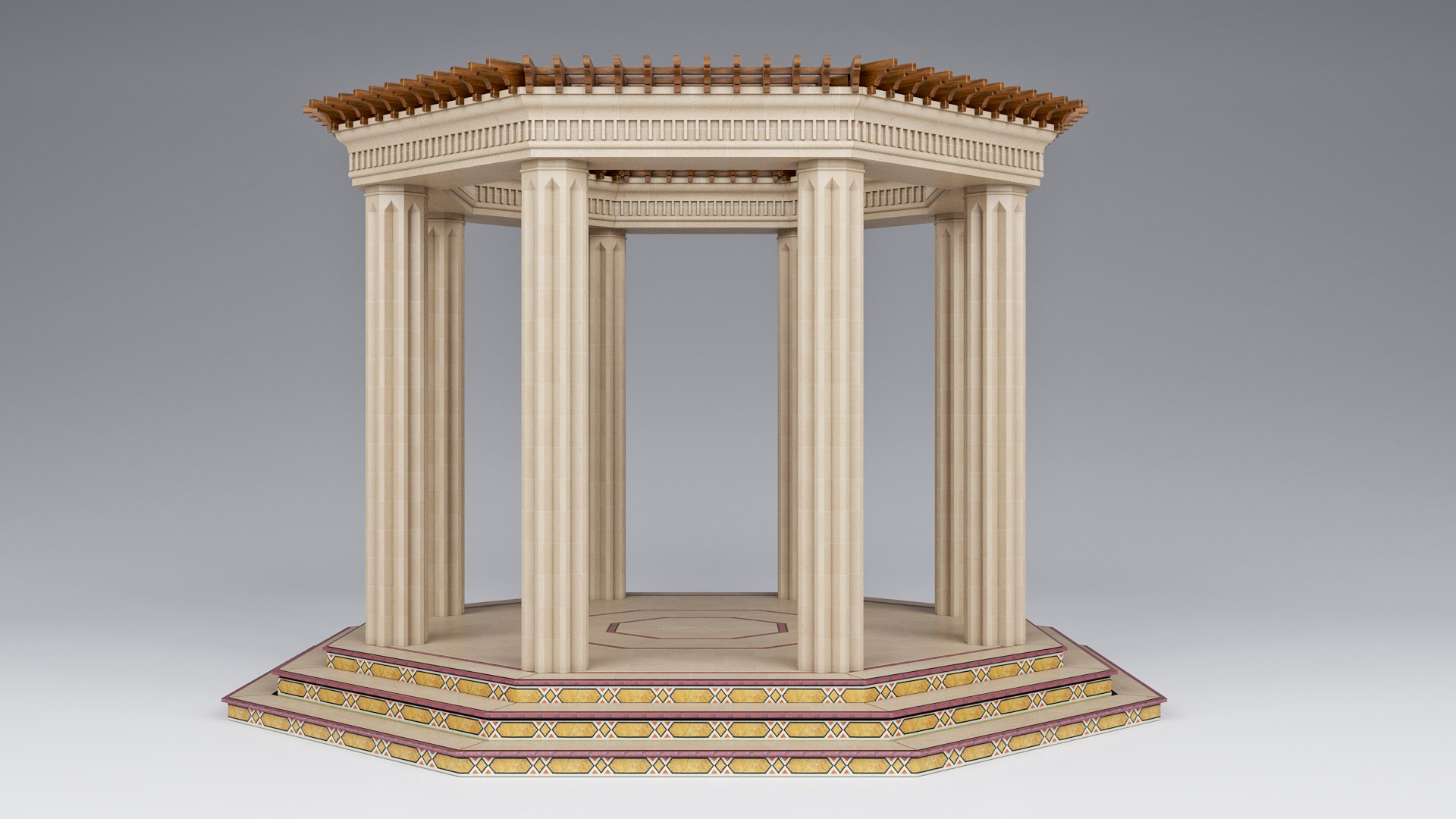 Classic eastern stone gazebo 2 model - TurboSquid 1760341