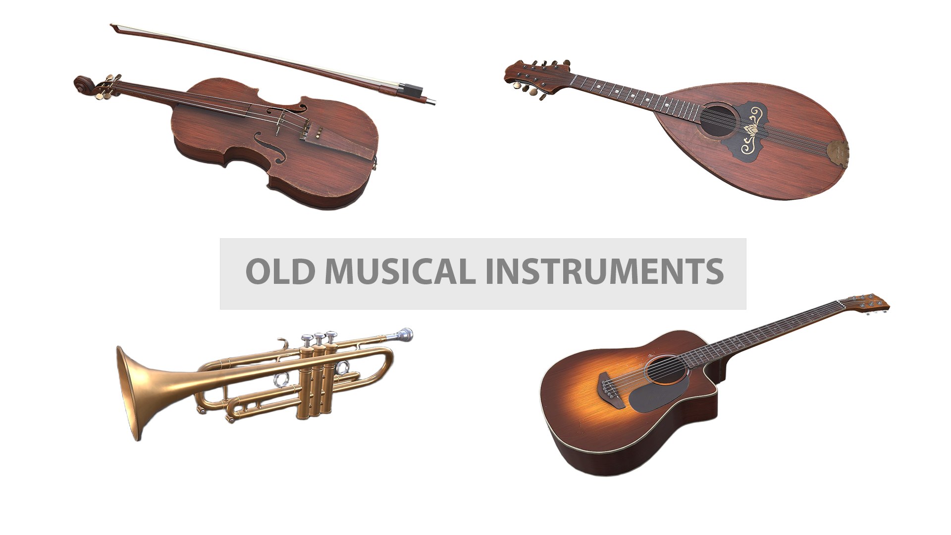 Old Musical Instruments Low-poly PBR 3D Model - TurboSquid 2445203
