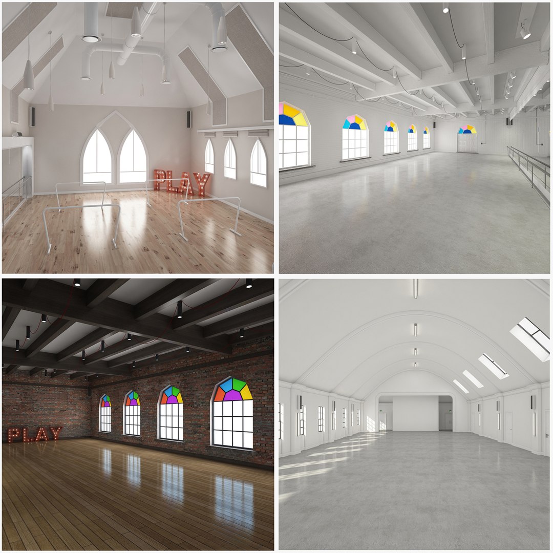 Ballet-Dance Studio Set 4 In 1 3D Model - TurboSquid 1976361