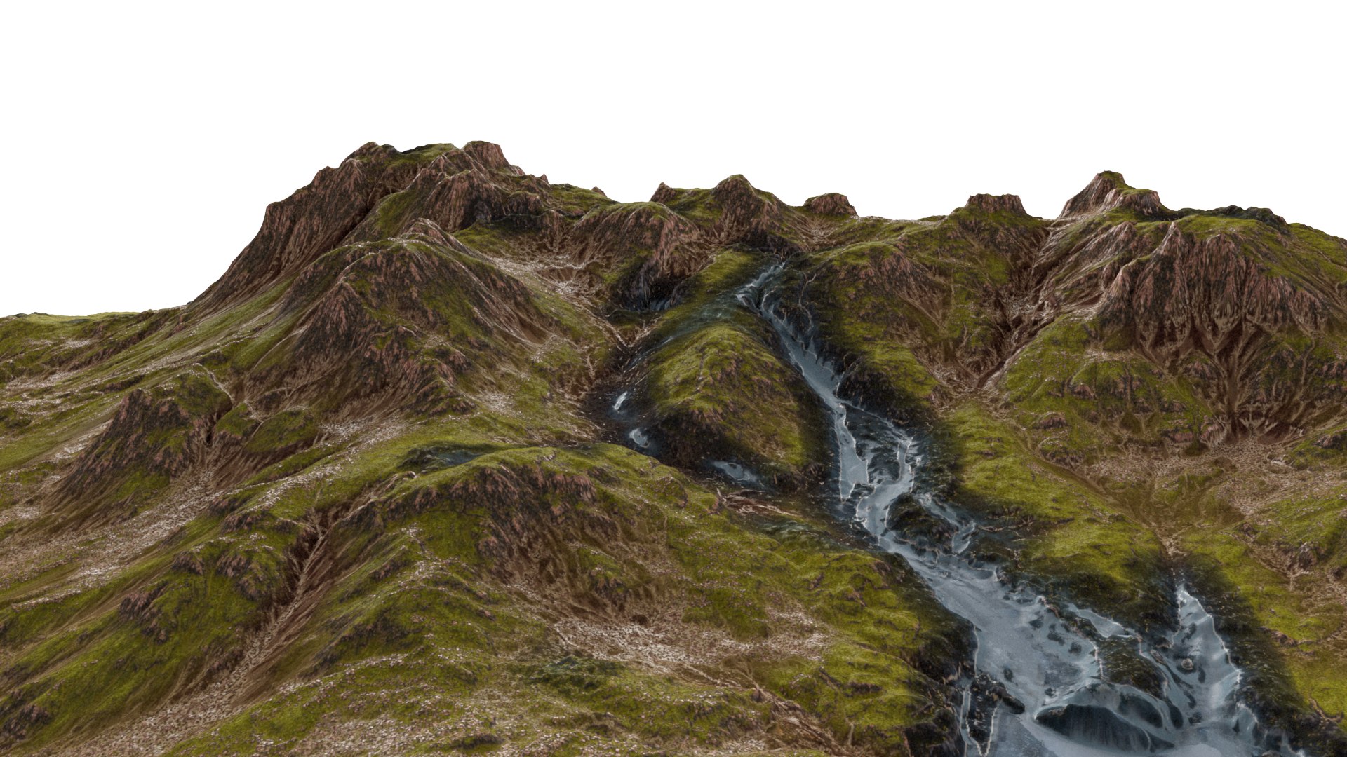 Mountain Terrain With Rivers 3D - TurboSquid 2178316