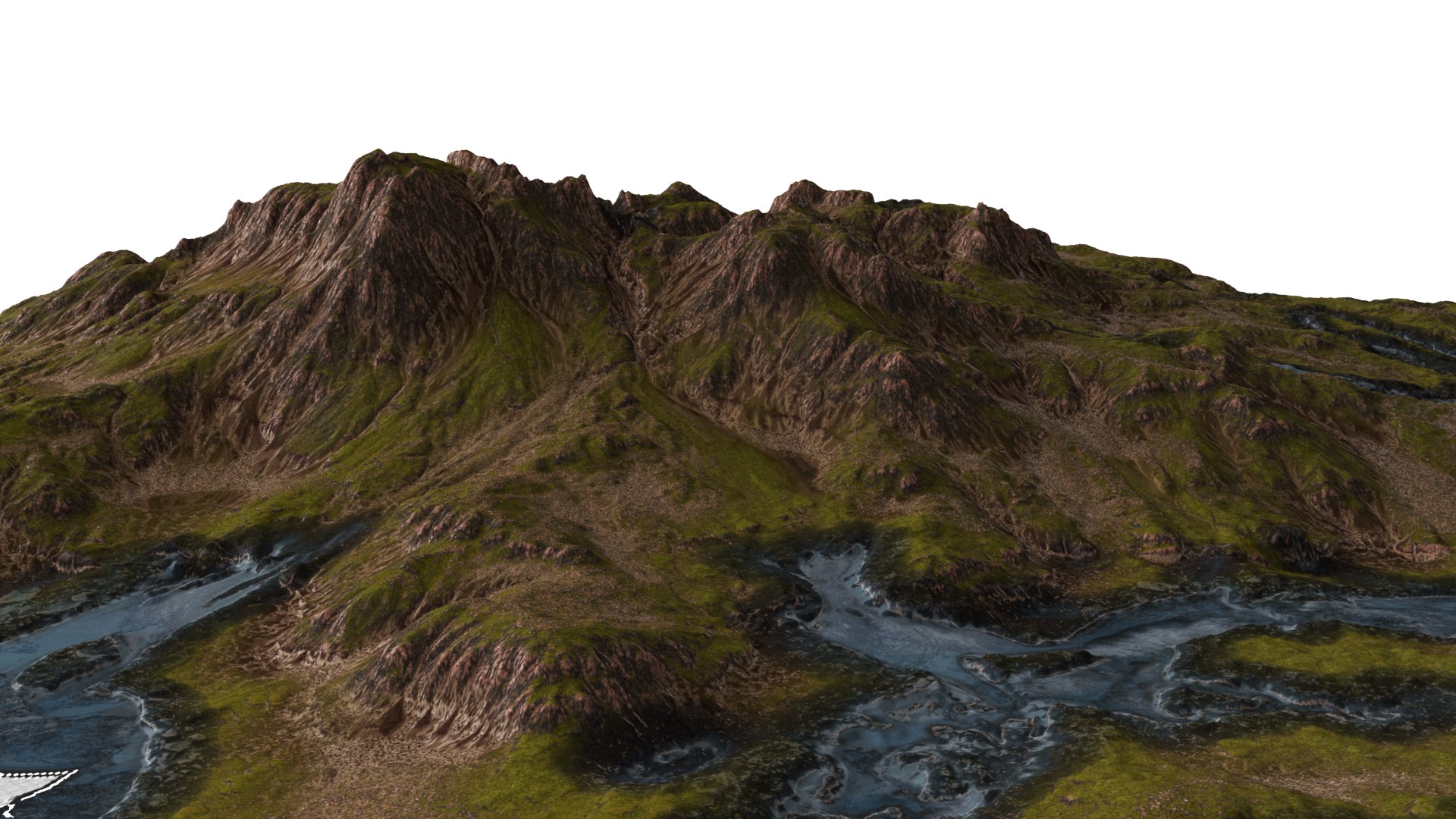Mountain Terrain With Rivers 3D - TurboSquid 2178316