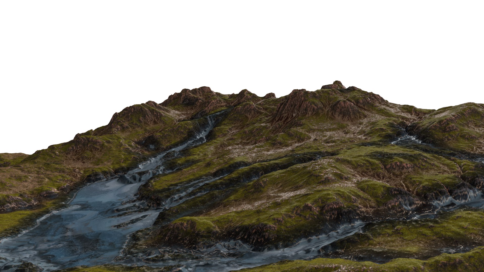 Mountain terrain with Rivers 3D - TurboSquid 2178316