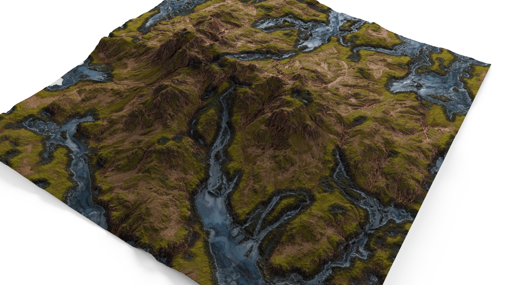 Mountain Terrain With Rivers 3D - TurboSquid 2178316