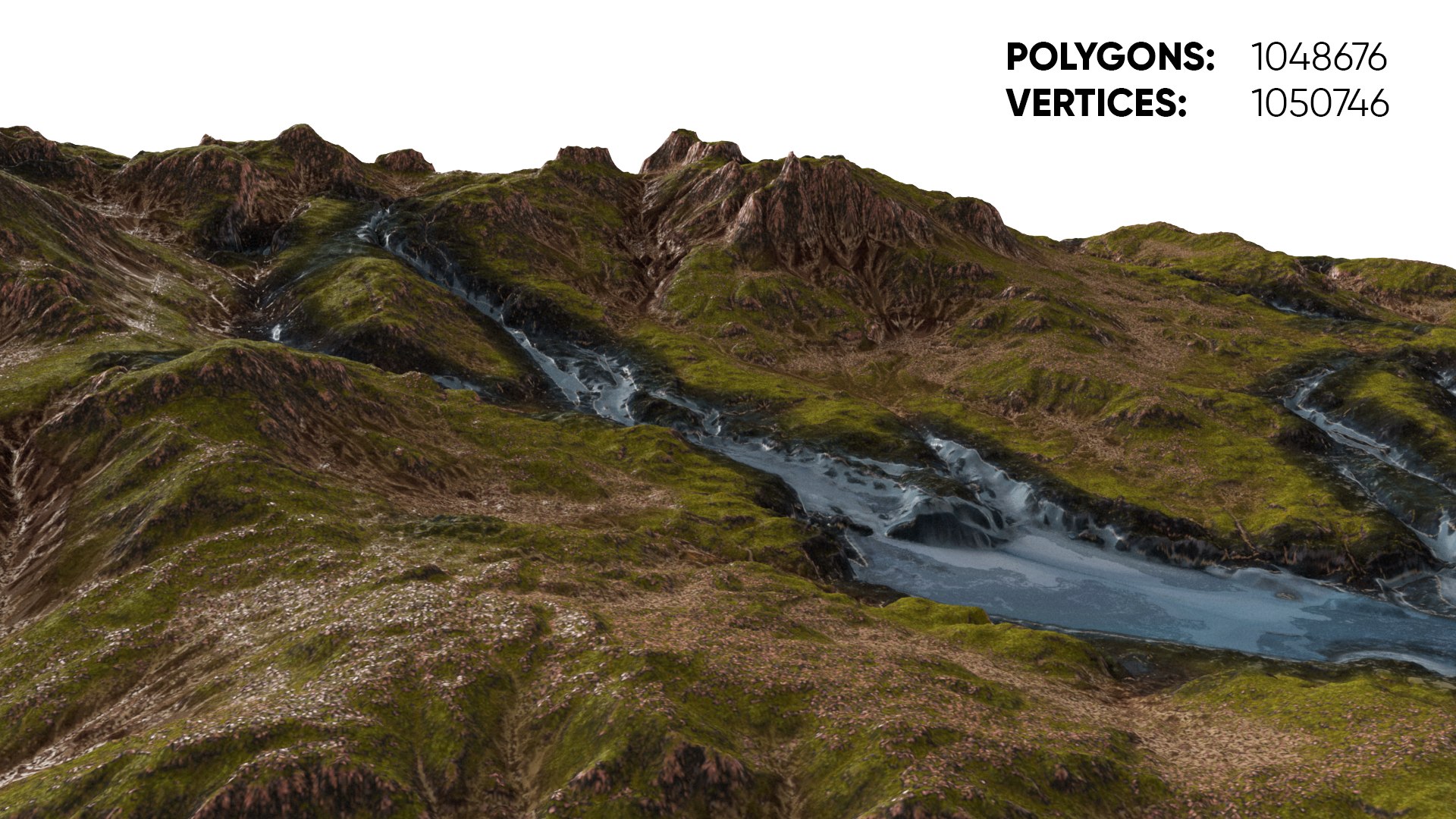 Mountain terrain with Rivers 3D - TurboSquid 2178316
