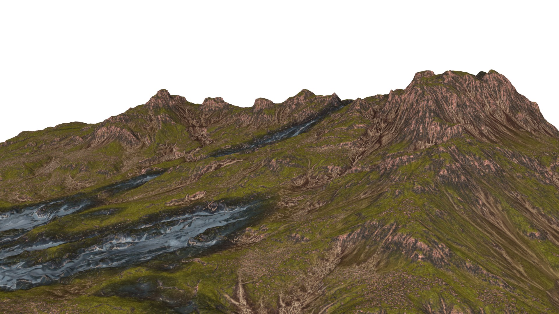 Mountain Terrain With Rivers 3D - TurboSquid 2178316