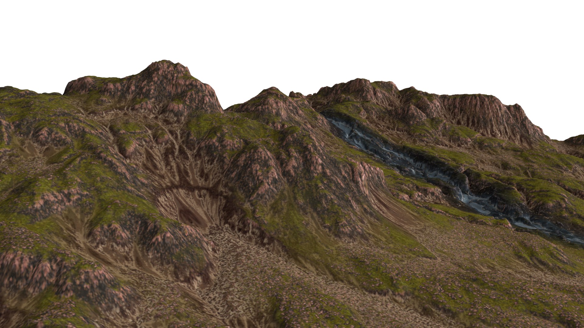 Mountain Terrain With Rivers 3D - TurboSquid 2178316