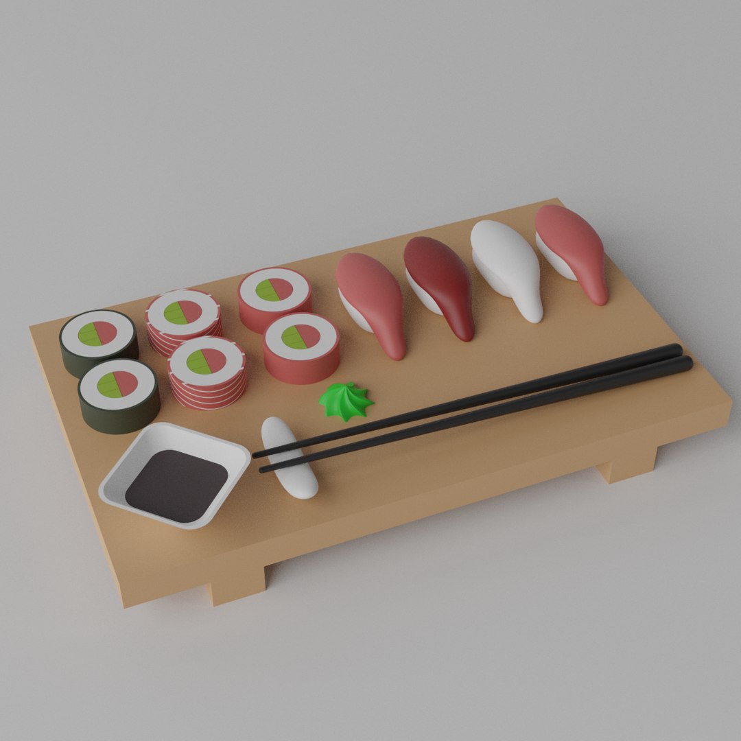 3D Cartoon Sushi Japanese Food Set - TurboSquid 1896208