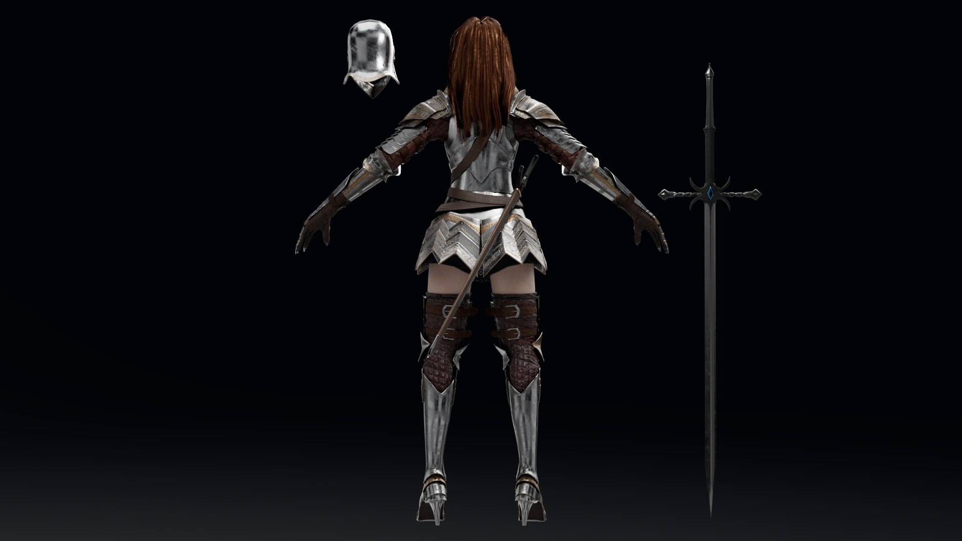 3D Female Knight Full Plate Gaming Unreal Engine Project Model ...