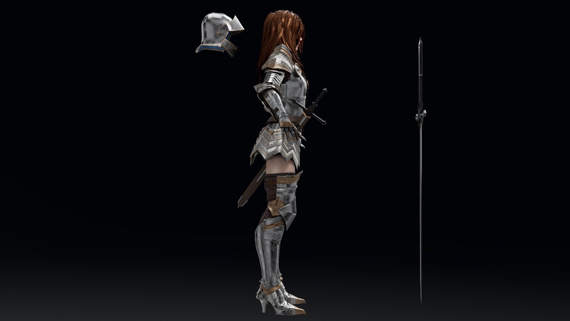 3D Female Knight Full Plate Gaming Unreal Engine Project Model ...