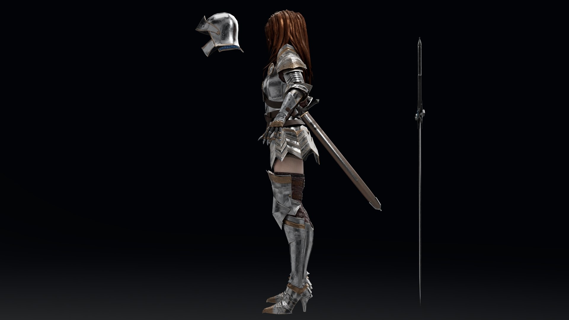 3D Female Knight Full Plate Gaming Unreal Engine Project Model ...