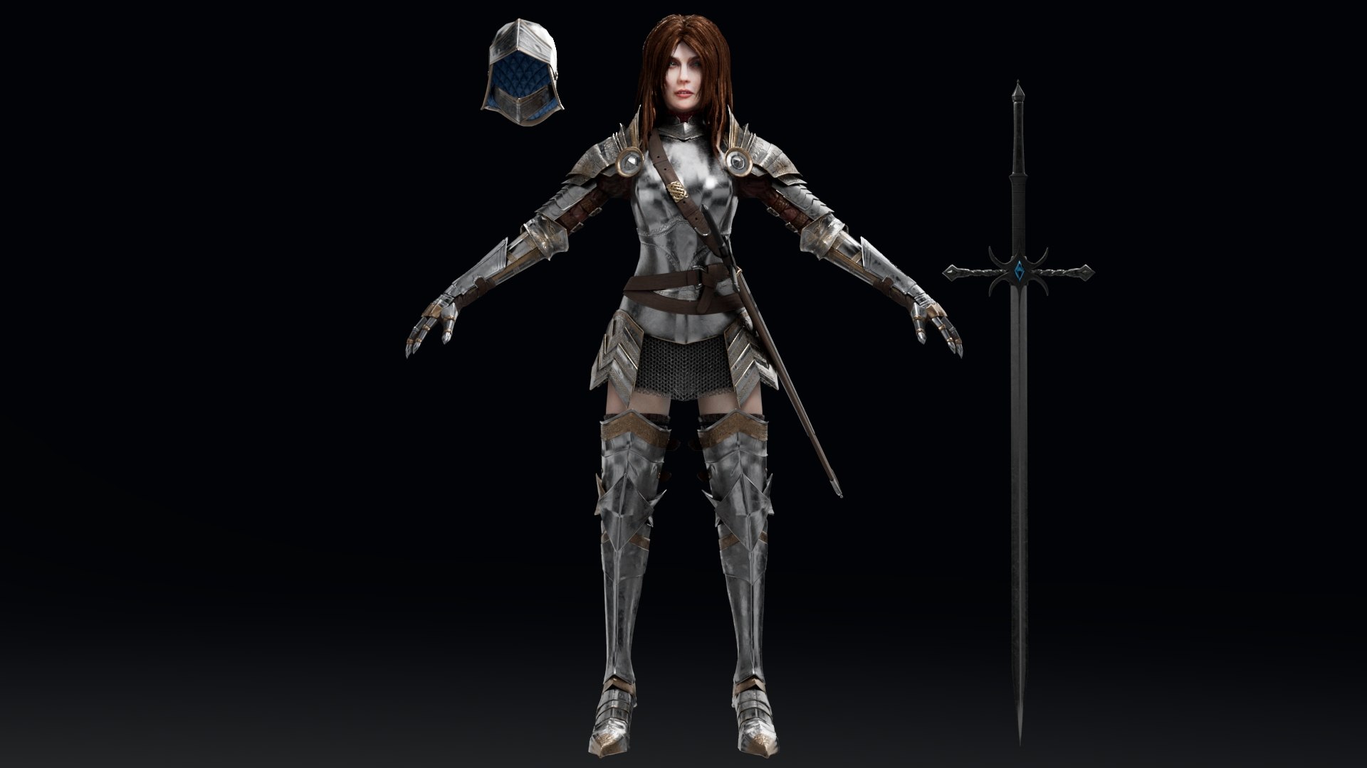 3D Female Knight Full Plate Gaming Unreal Engine Project Model - TurboSquid 2034684